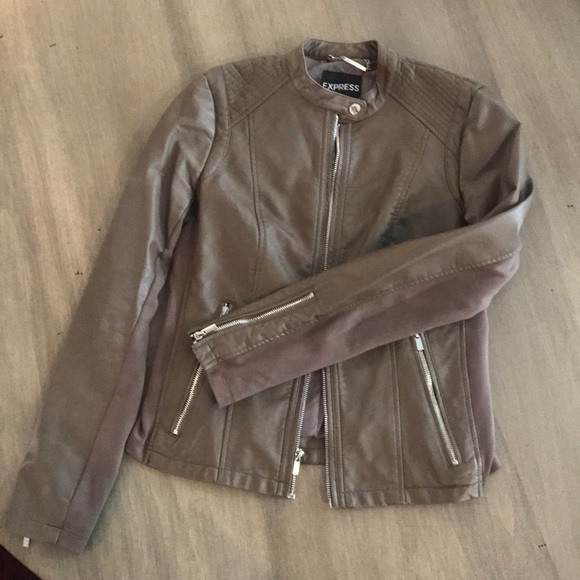 Express | Jackets & Coats | Express Faux Leather Jacket In Brown | Poshmark